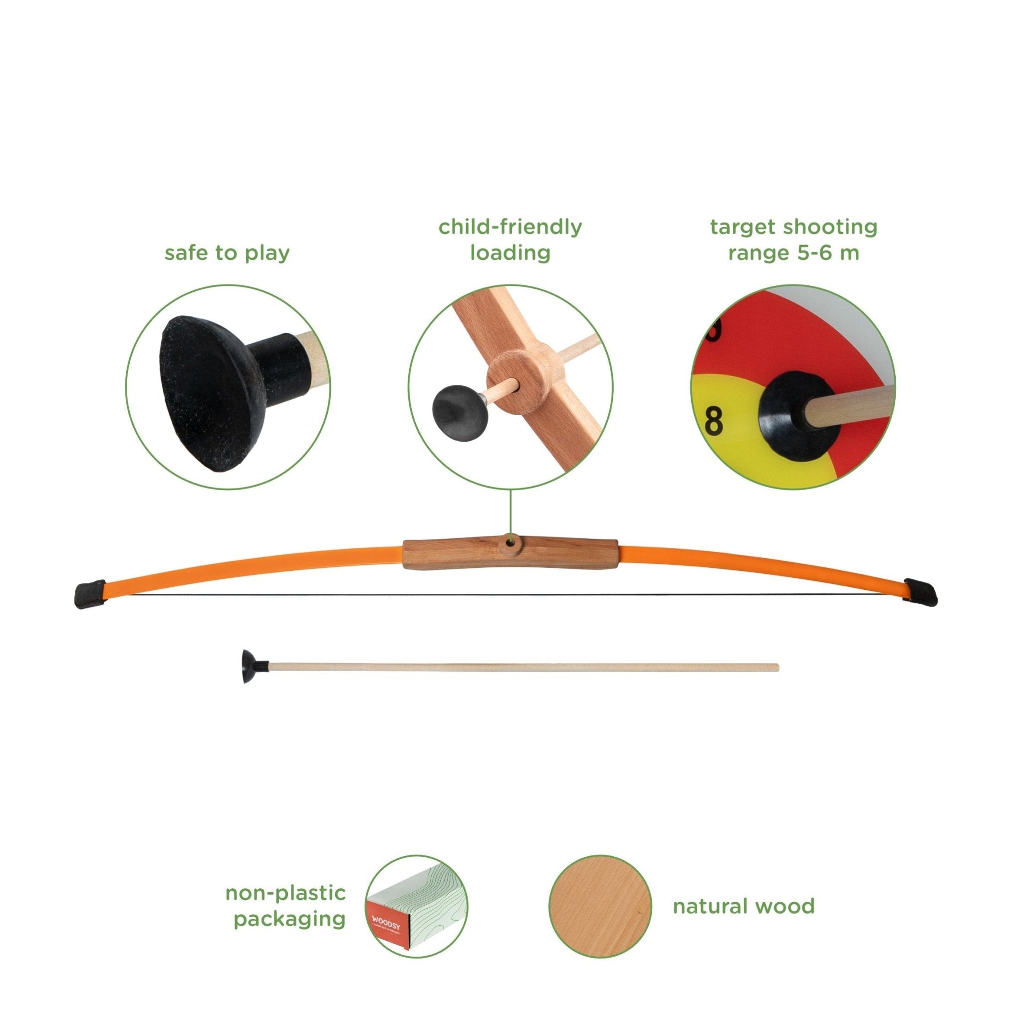 Children's Wooden Longbow (with 3 Arrows) by Woodsy | Toy Wepons ...