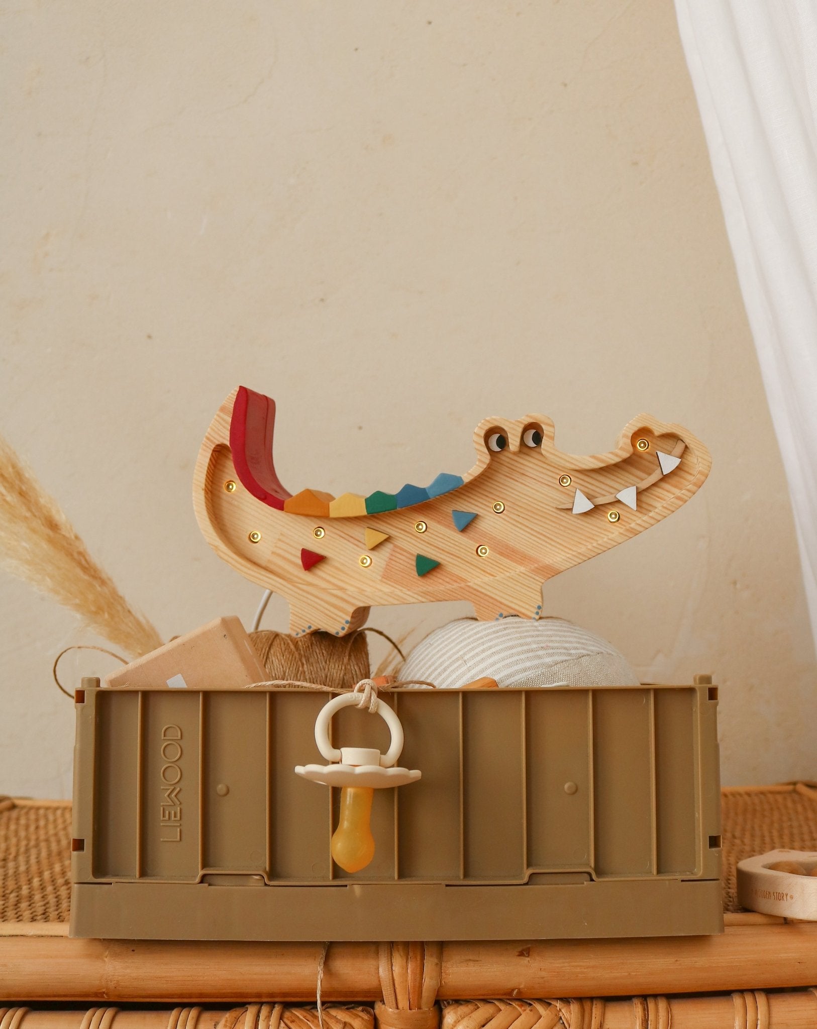 Little Lights Mini Crocodile Lamp - Kids Room Night Light- Blue Otter Toys