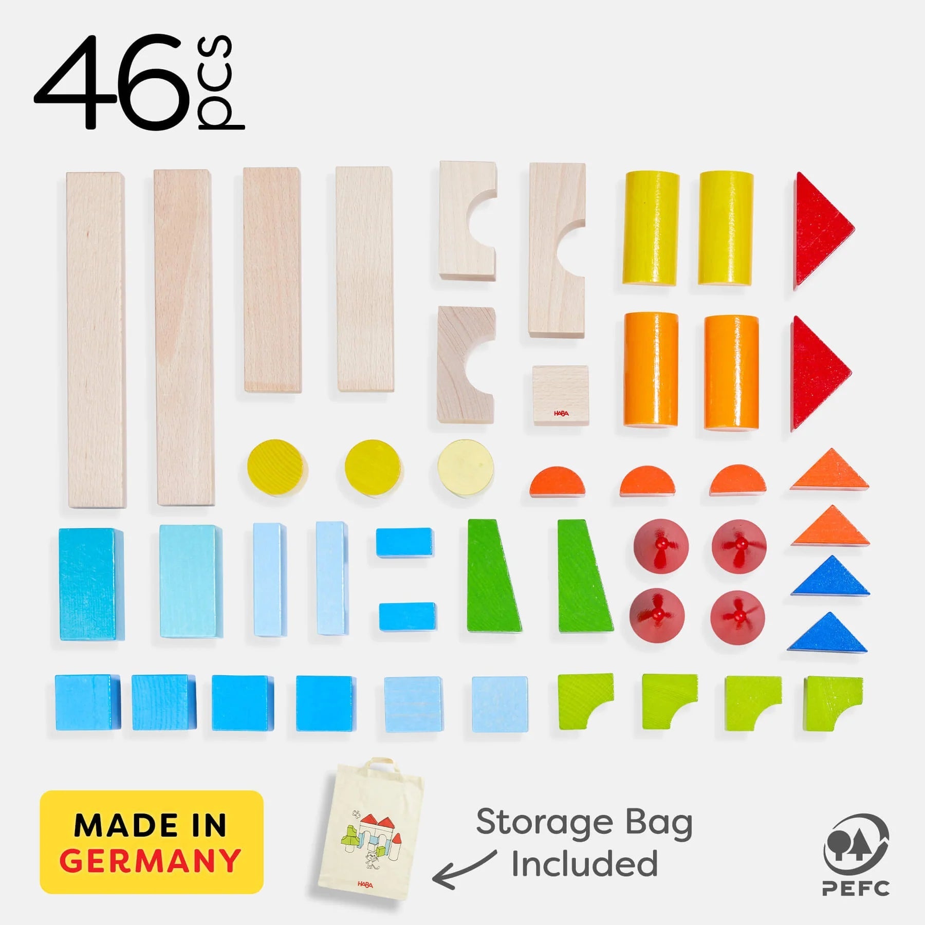 My First Colorful Wooden Haba Building Blocks - 46 pcs |Blocks ...