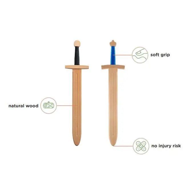 Set of TWO Woodsy Big Double-Edged Swords | Wooden Toys- Blue Otter Toys