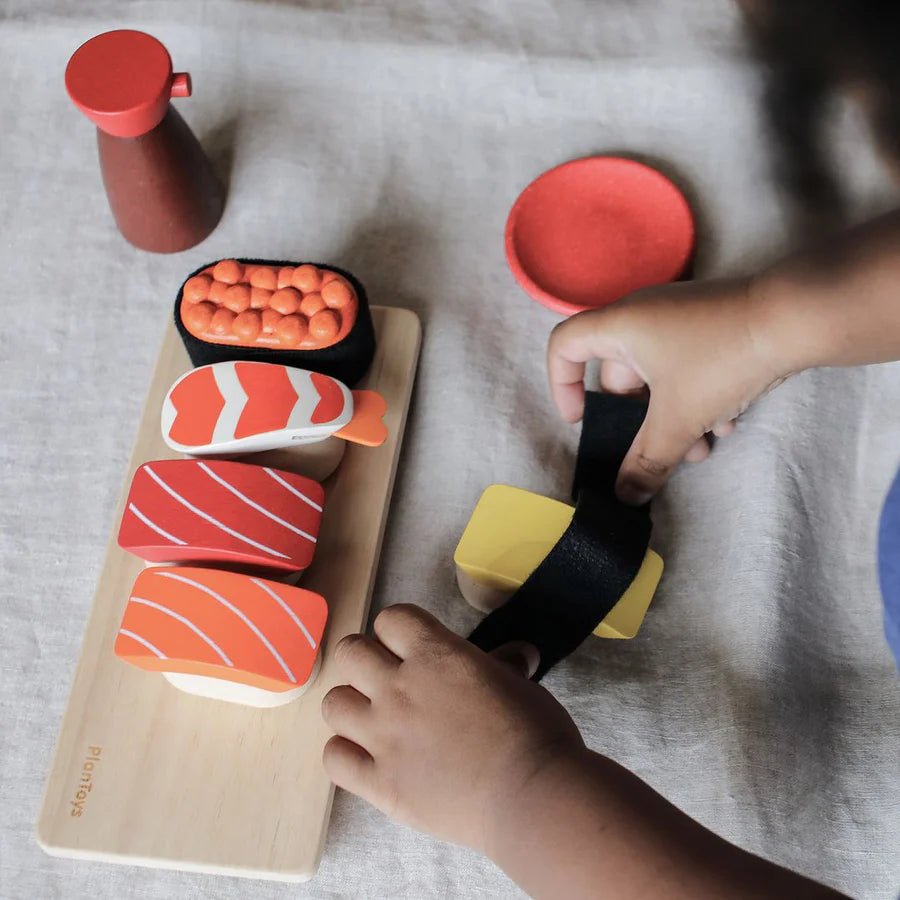 Plan Toys Sushi Set | Wooden Play Food for Kids- Blue Otter Toys