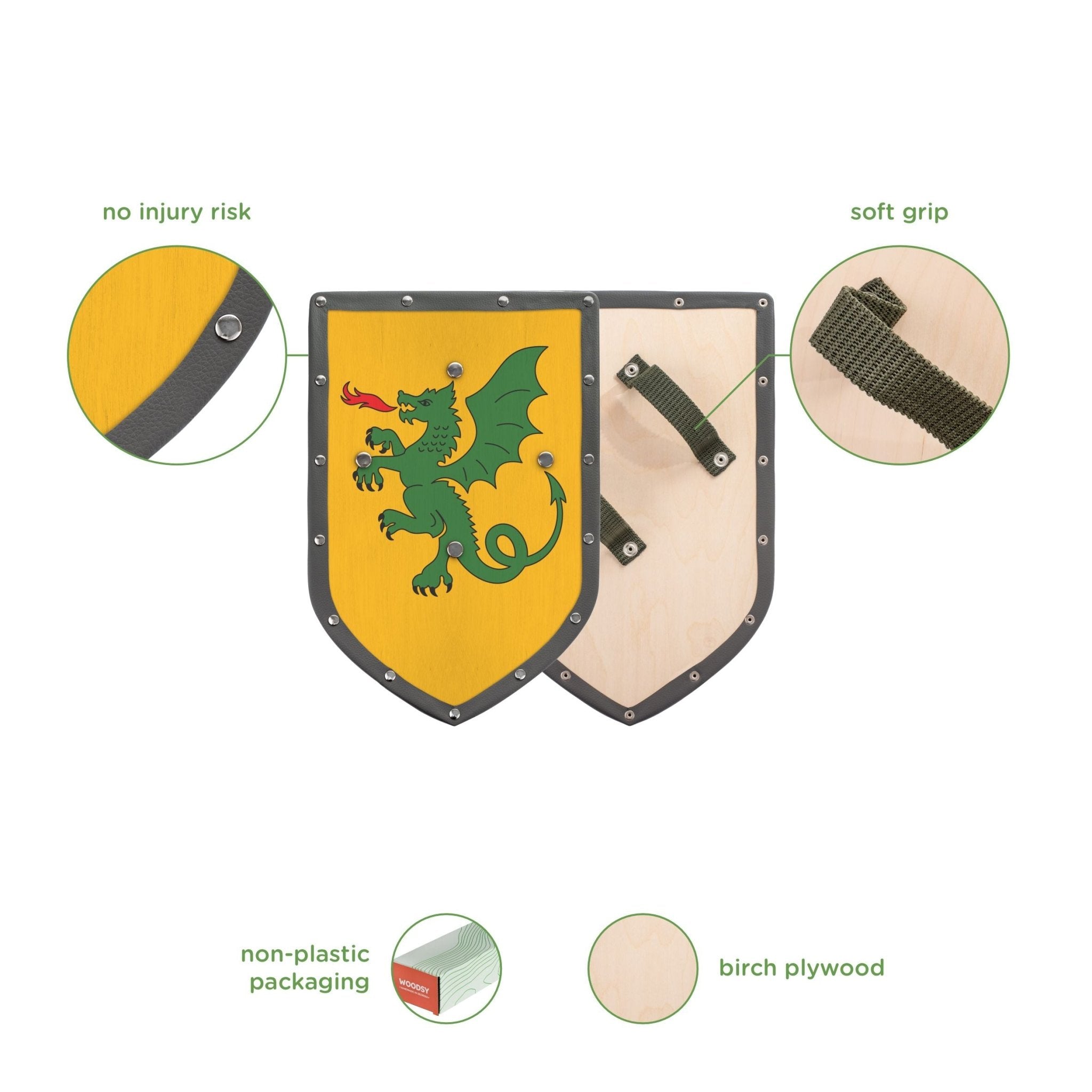Woodsy Double-edged Sword with Dragon Shield | Wooden Toys – blueottertoys
