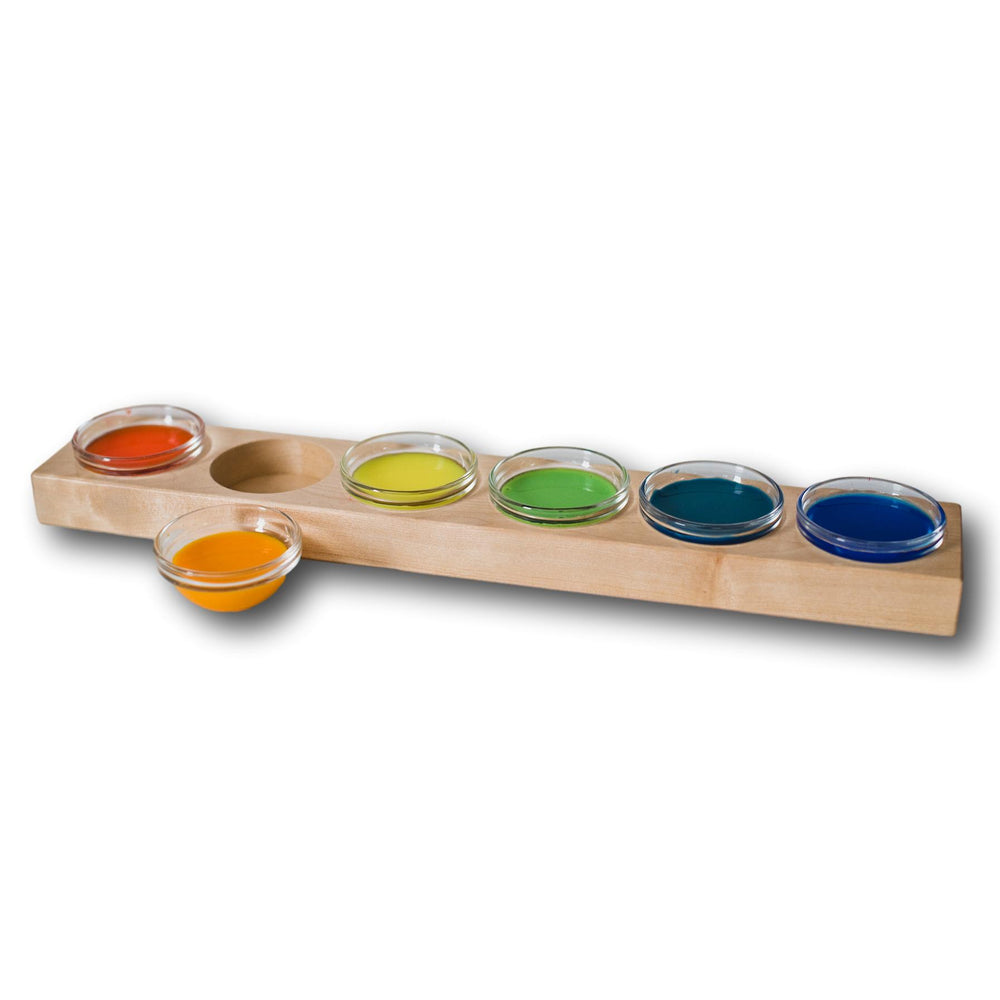 Wooden Paint Holder with 6 Cup Style Jars | Art and Crafts – blueottertoys